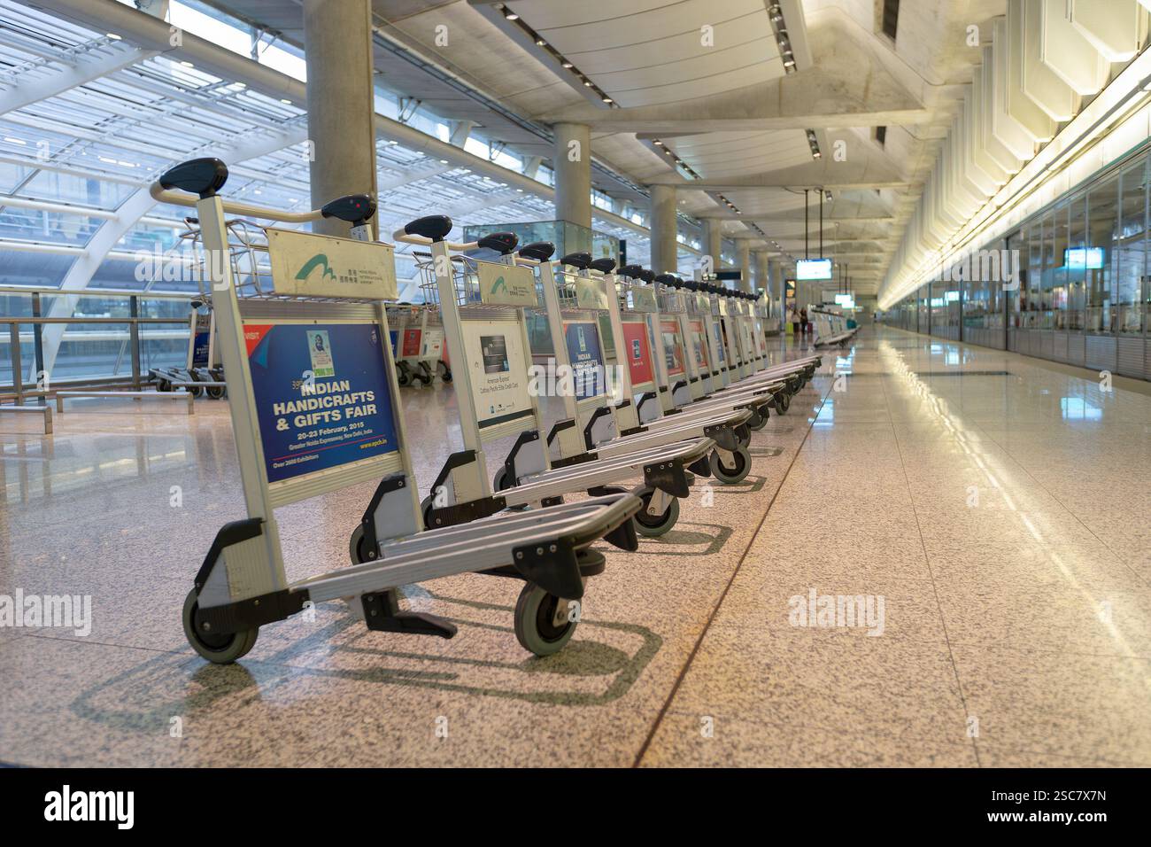 Hong Kong, China - February 05, 2015: trolley carts lined up in front ...