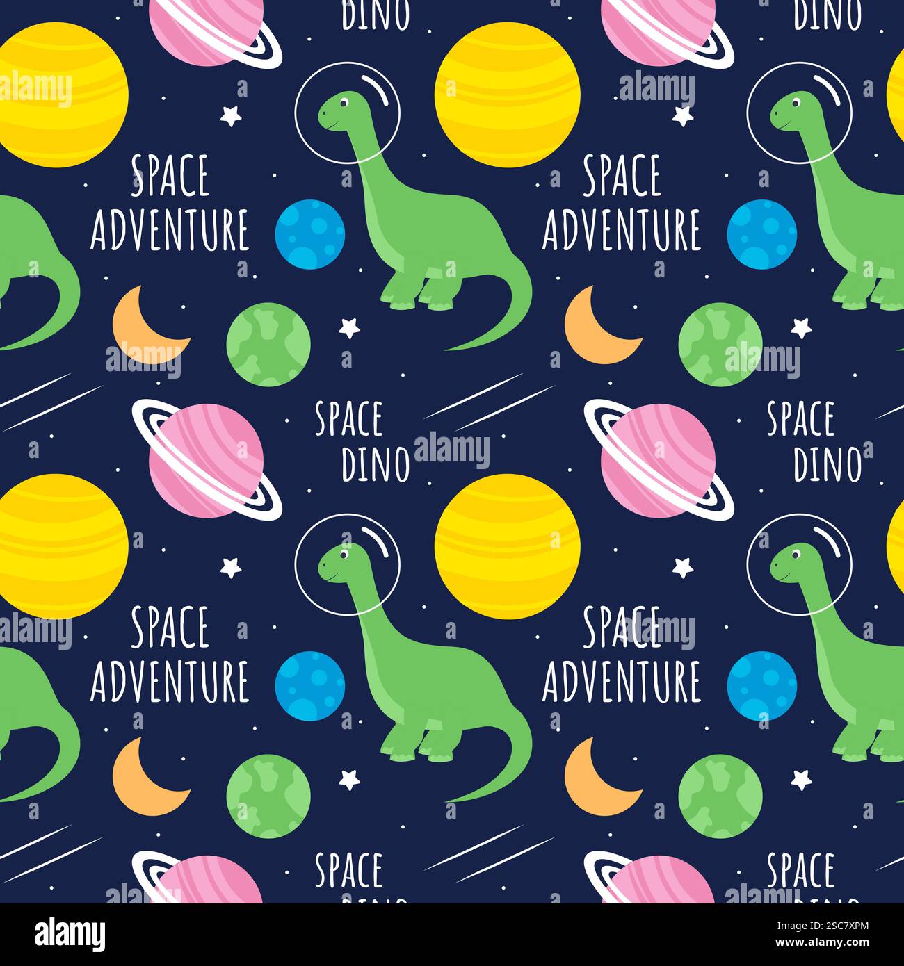 Seamless Pattern of Outer Space Exploration with Floating Astronaut and ...
