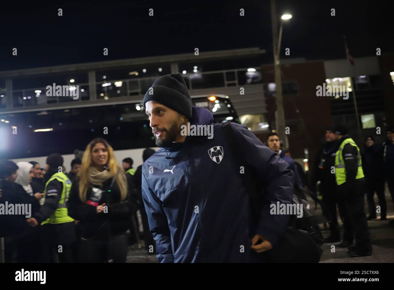 Sergio Canales of Monterrey FC upon his arrival at Hamilton Field for ...