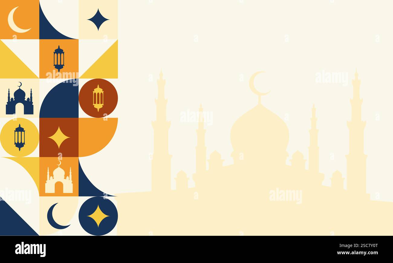Greeting card template theme of Islamic event for wallpaper design ...