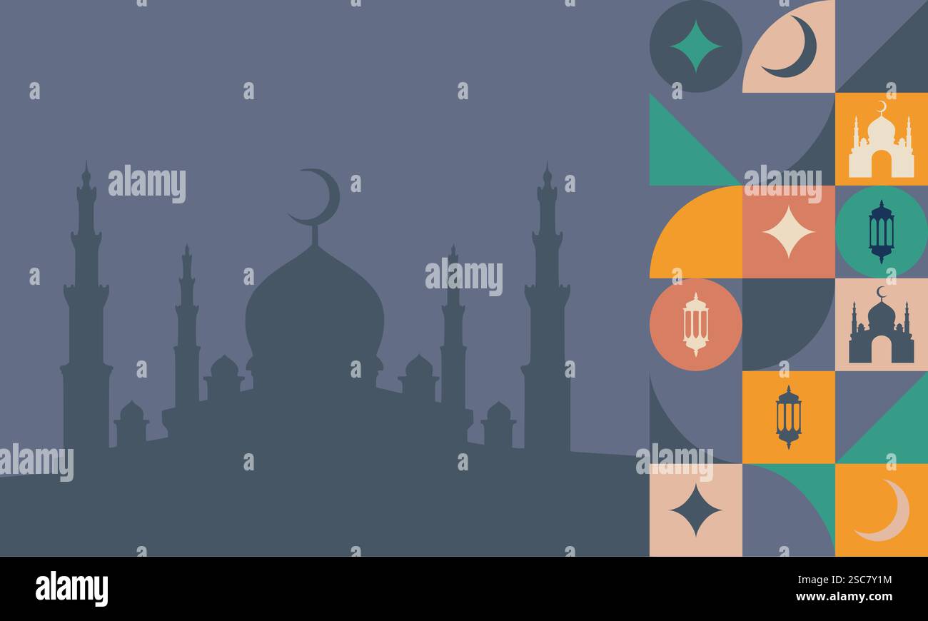 Greeting card template theme of Islamic event for wallpaper design ...