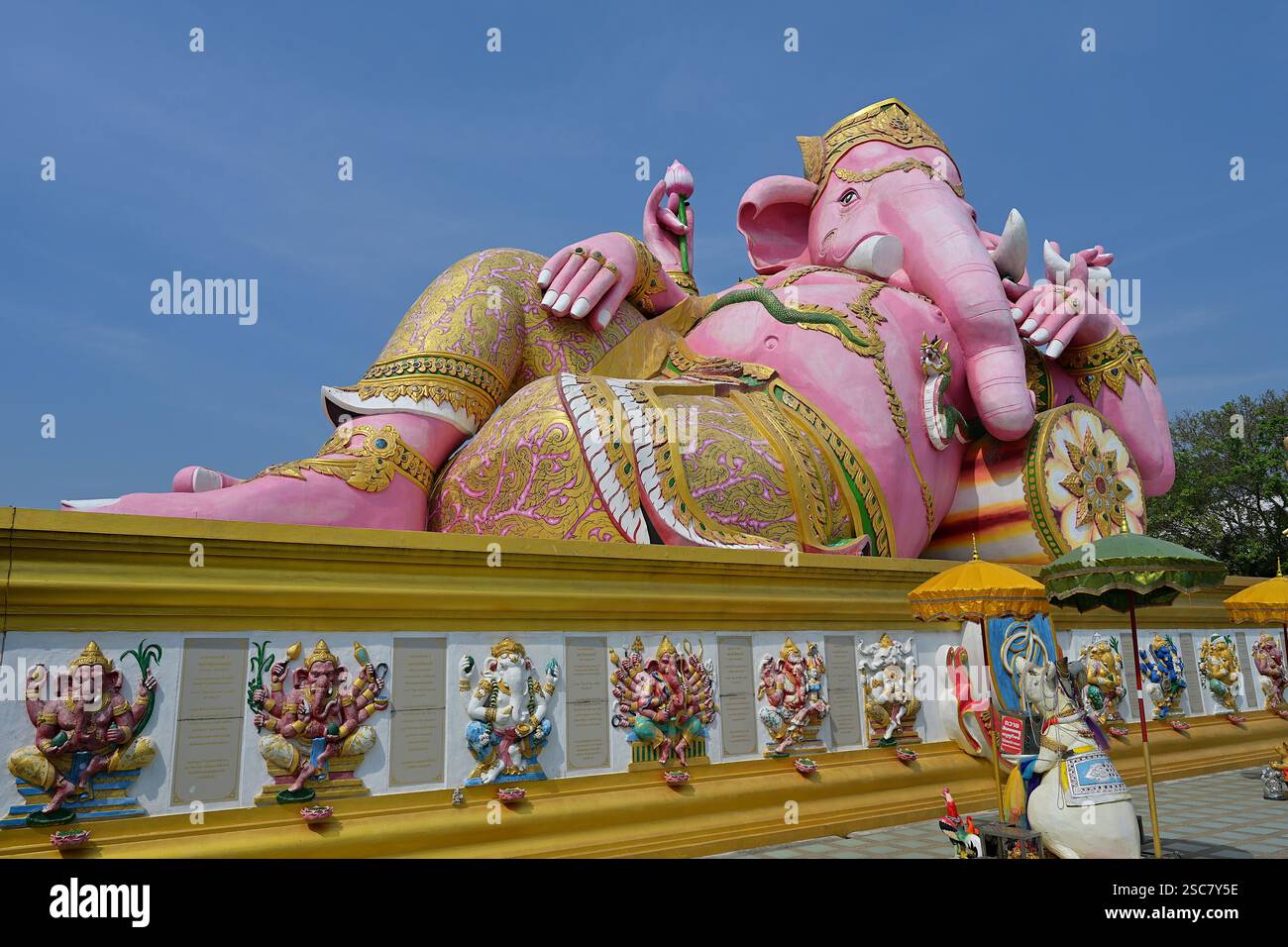 Gigantic reclining statue of Hindu elephant deity Ganesha, revered as ...
