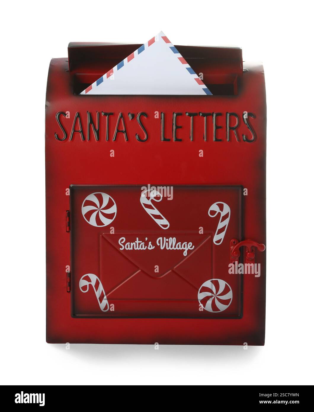 Santa Claus mail box with letter isolated on white. Christmas tradition ...