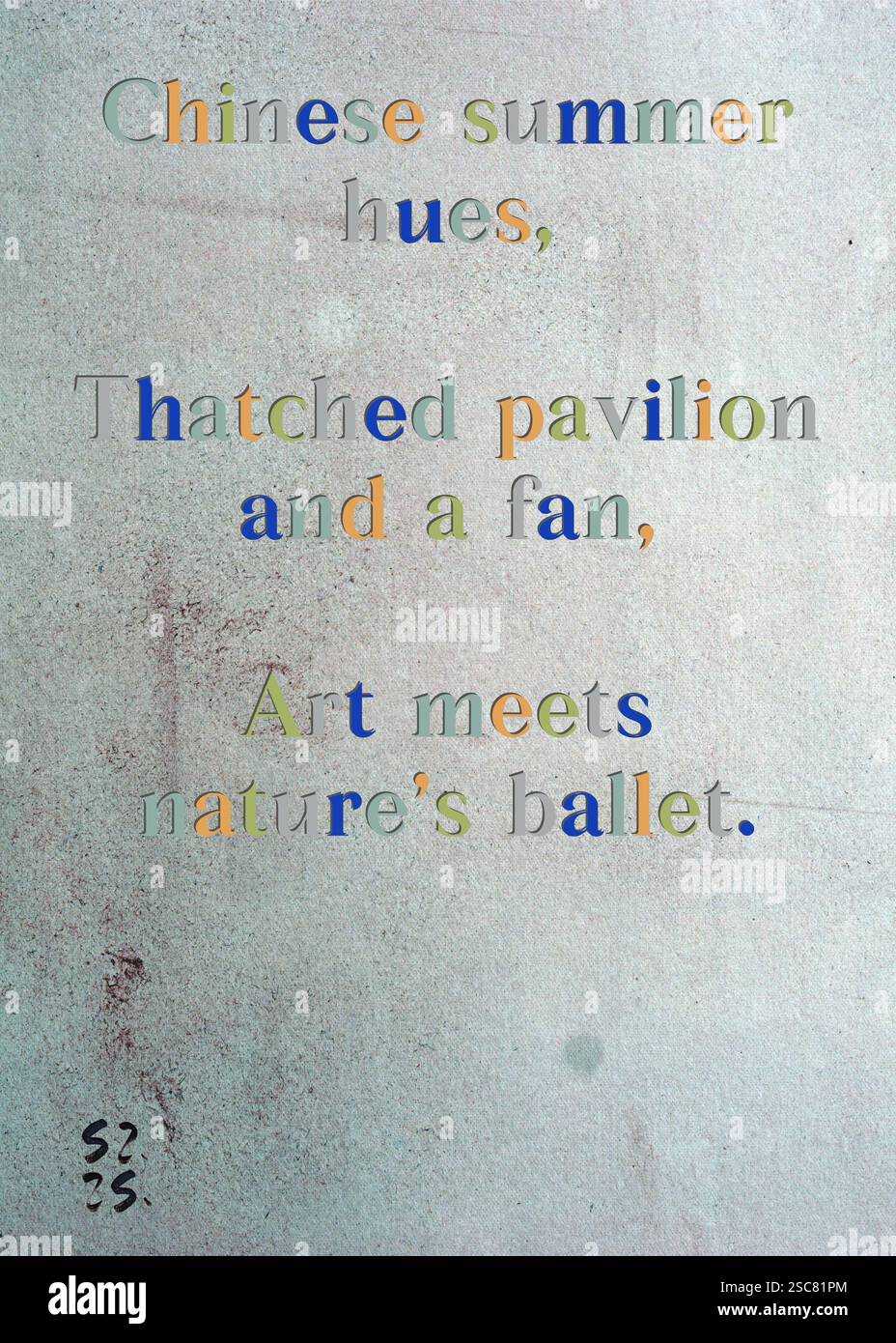 Chinese summer hues, Thatched pavilion and a fan, Art meets nature's ...