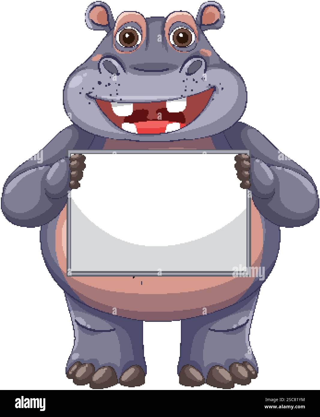 Smiling hippo with a blank sign for messages Stock Vector Image & Art ...