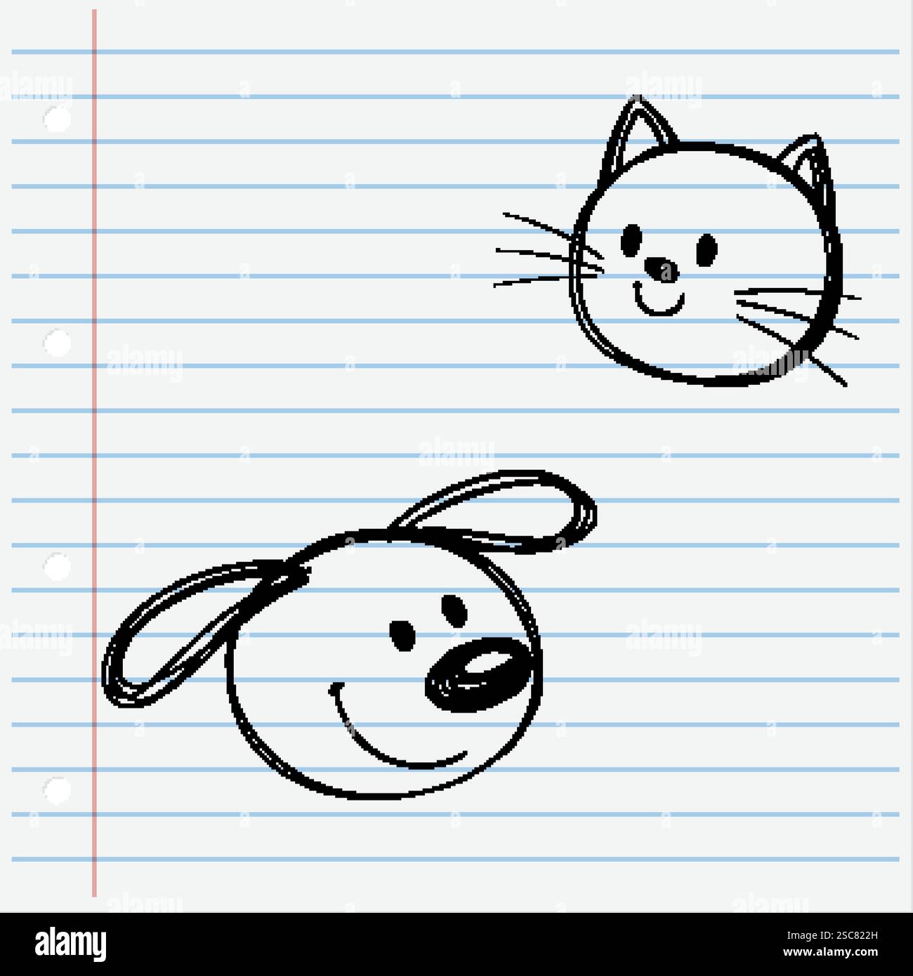Simple line drawings of a cat and dog Stock Vector Image & Art - Alamy