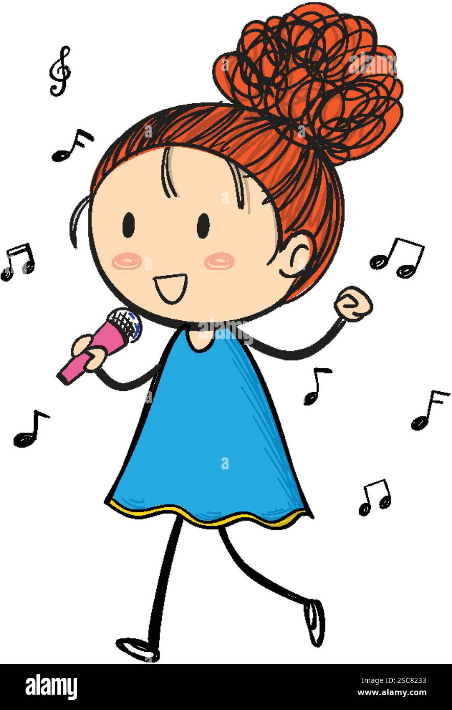 A happy girl singing with musical notes around Stock Vector Image & Art ...