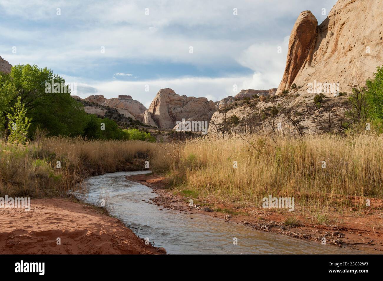 The Fremont River passes through Capitol Reef National Park in Utah ...