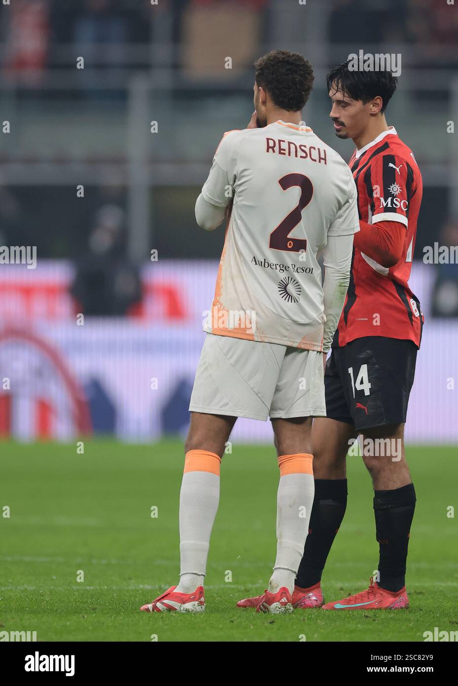 Milan, Italy. 5th Feb, 2025. Tijjani Reijnders of AC Milan and Devyne ...