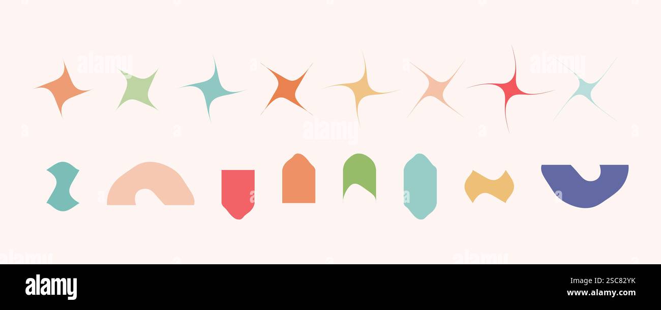 Minimalist geometric elements set, abstract bauhaus forms, groovy ...