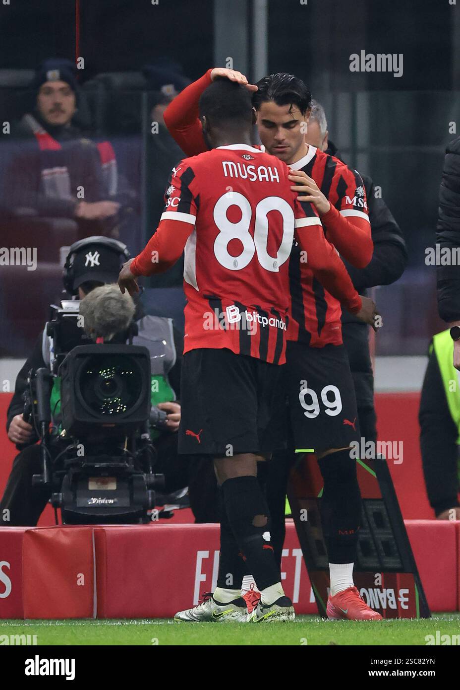 Milan, Italy. 5th Feb, 2025. Yunus Musah of AC Milan is substituted for Riccardo Sottil to make ...