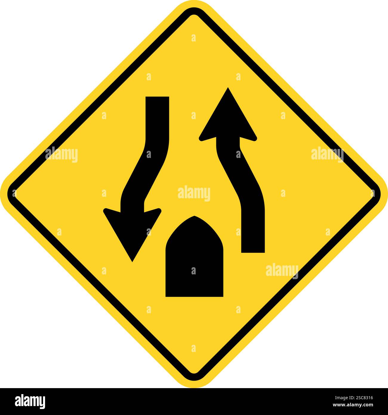 Divided road ends sign. Traffic signs and symbols Stock Vector Image ...