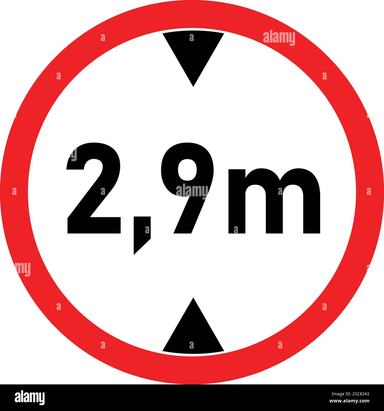 Vehicle 2.9 meters height traffic sign. Road Safety signs and symbols ...