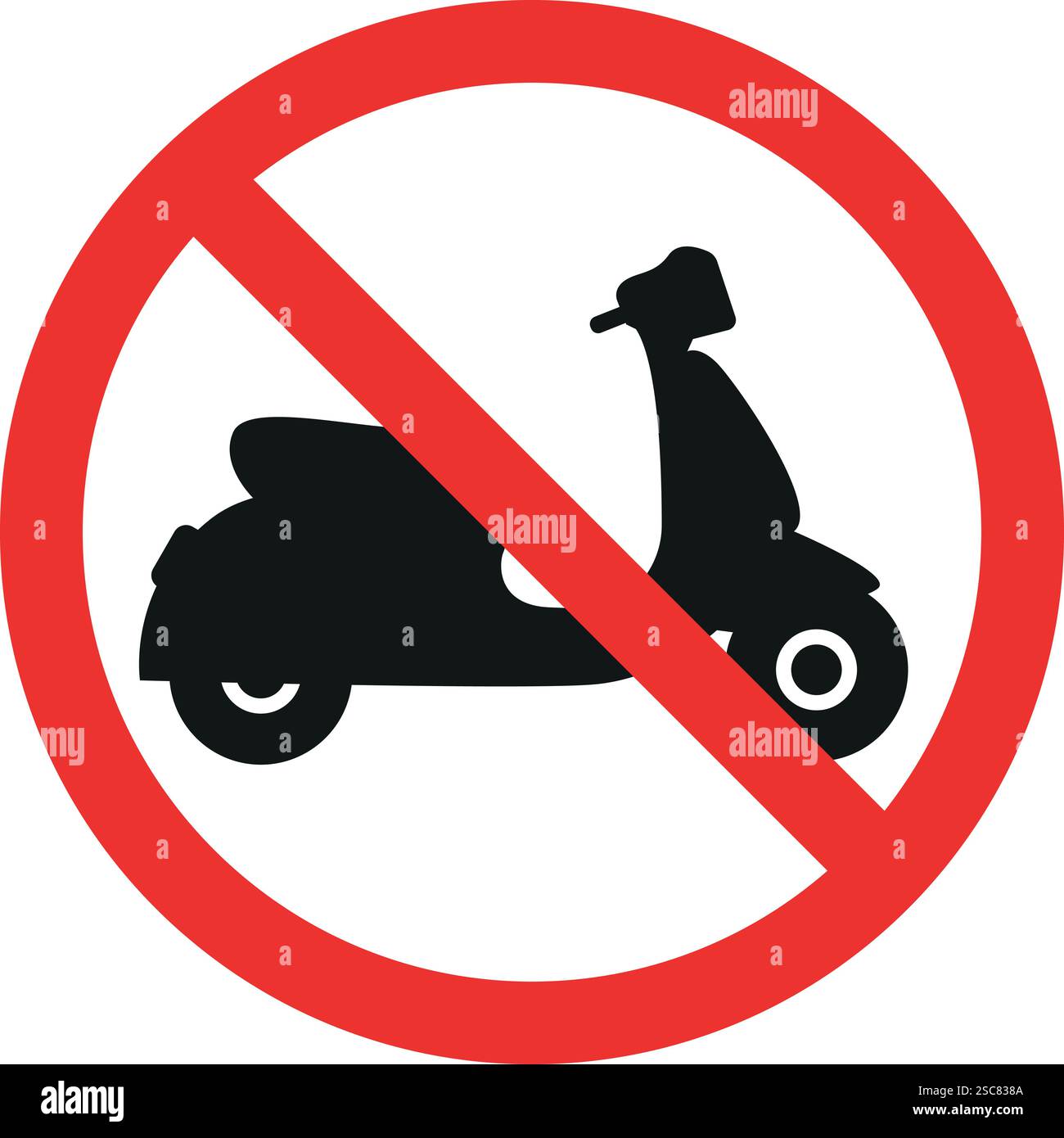 No scooter sign. Red circle cross out Background. Forbidden signs and ...