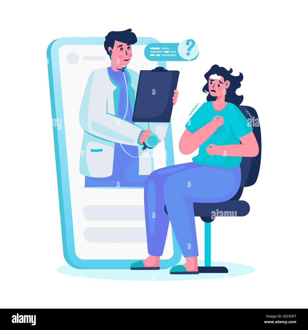 A woman taking online doctor diagnosis vector illustration Stock Vector ...