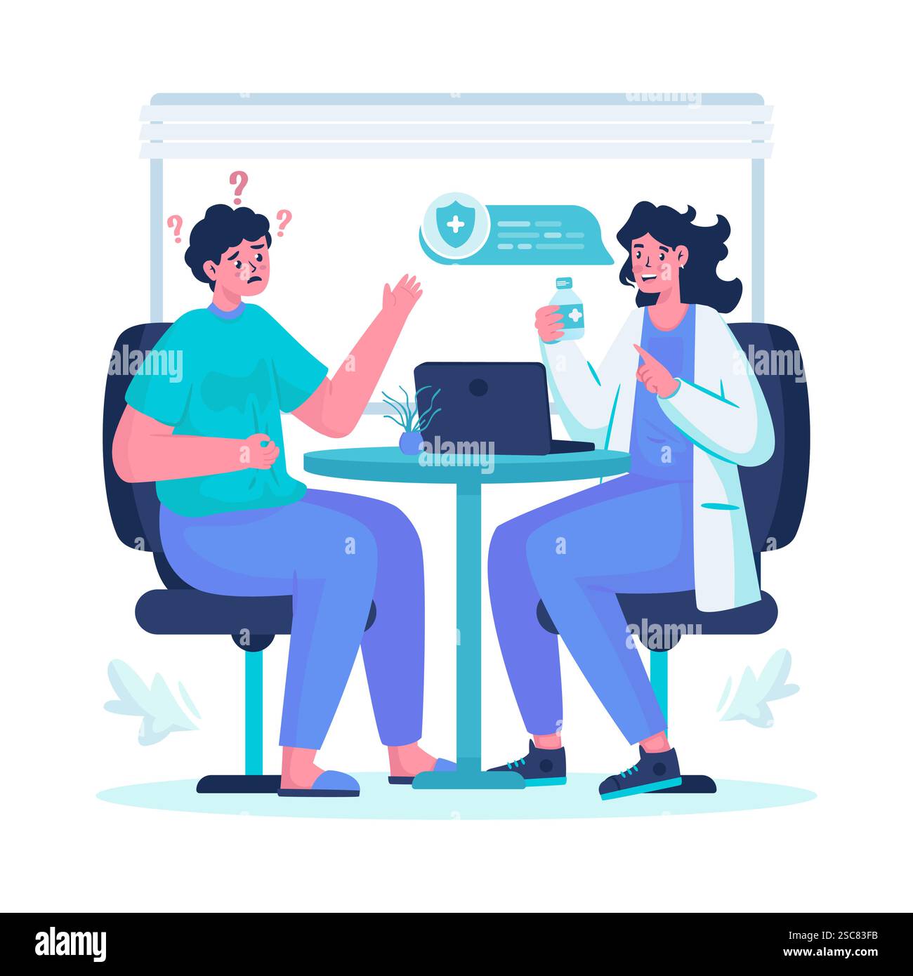 Meet doctor for medical consultation vector illustration Stock Vector ...