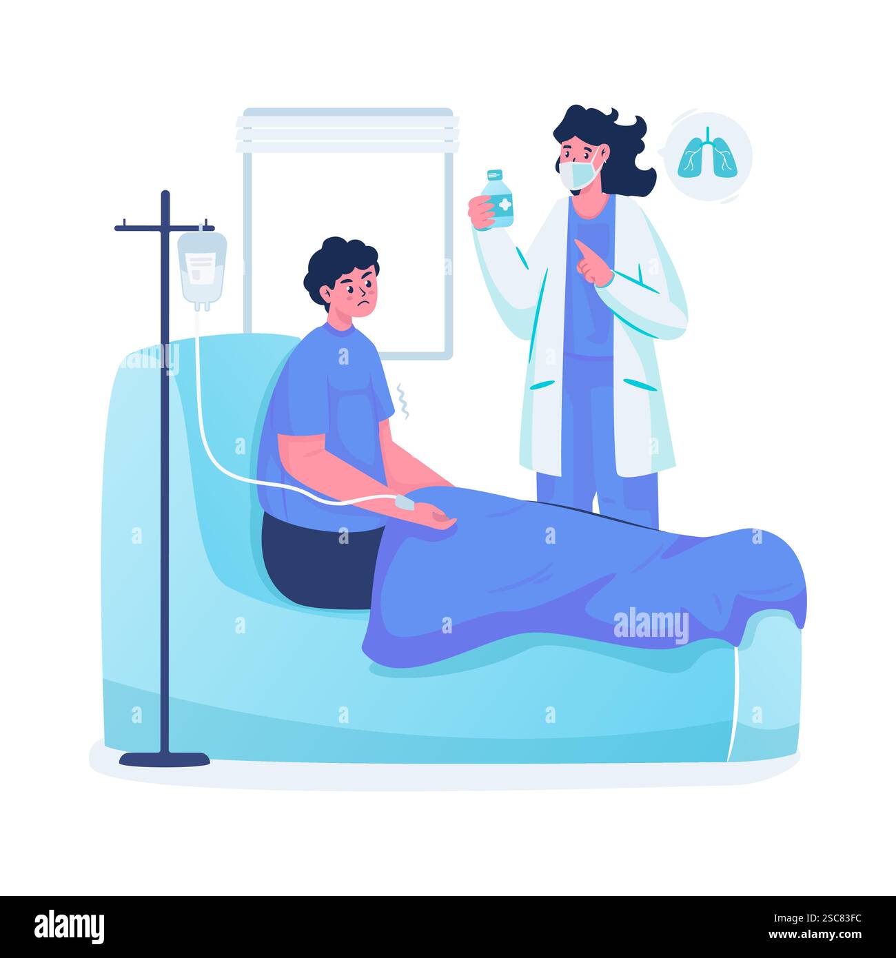 Doctor visit inpatient and giving medicine advice vector illustration ...
