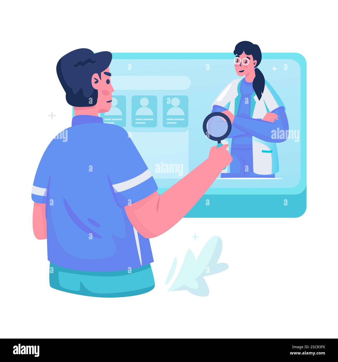 A man checking a doctor's schedule for an appointment vector ...