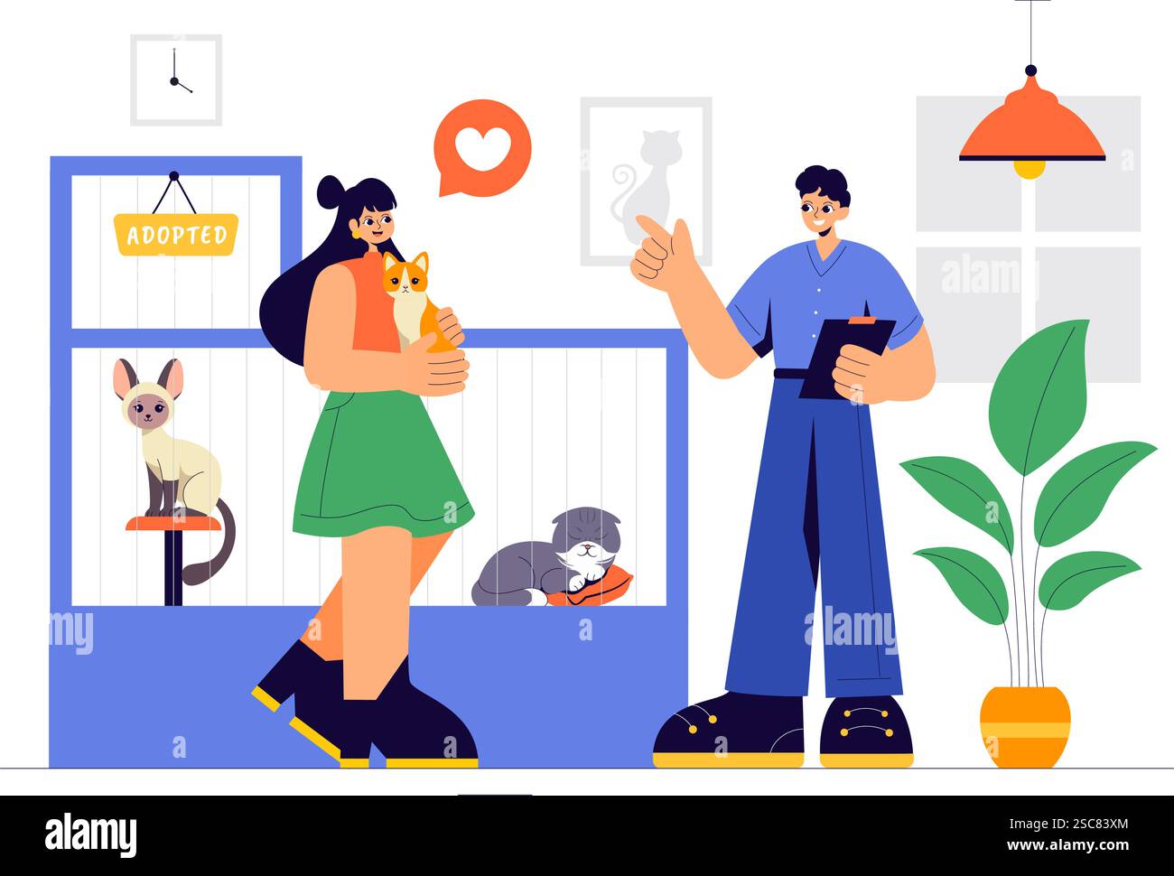 Vector Illustration of an Animal Adoption Agency Featuring Pet Adoption ...