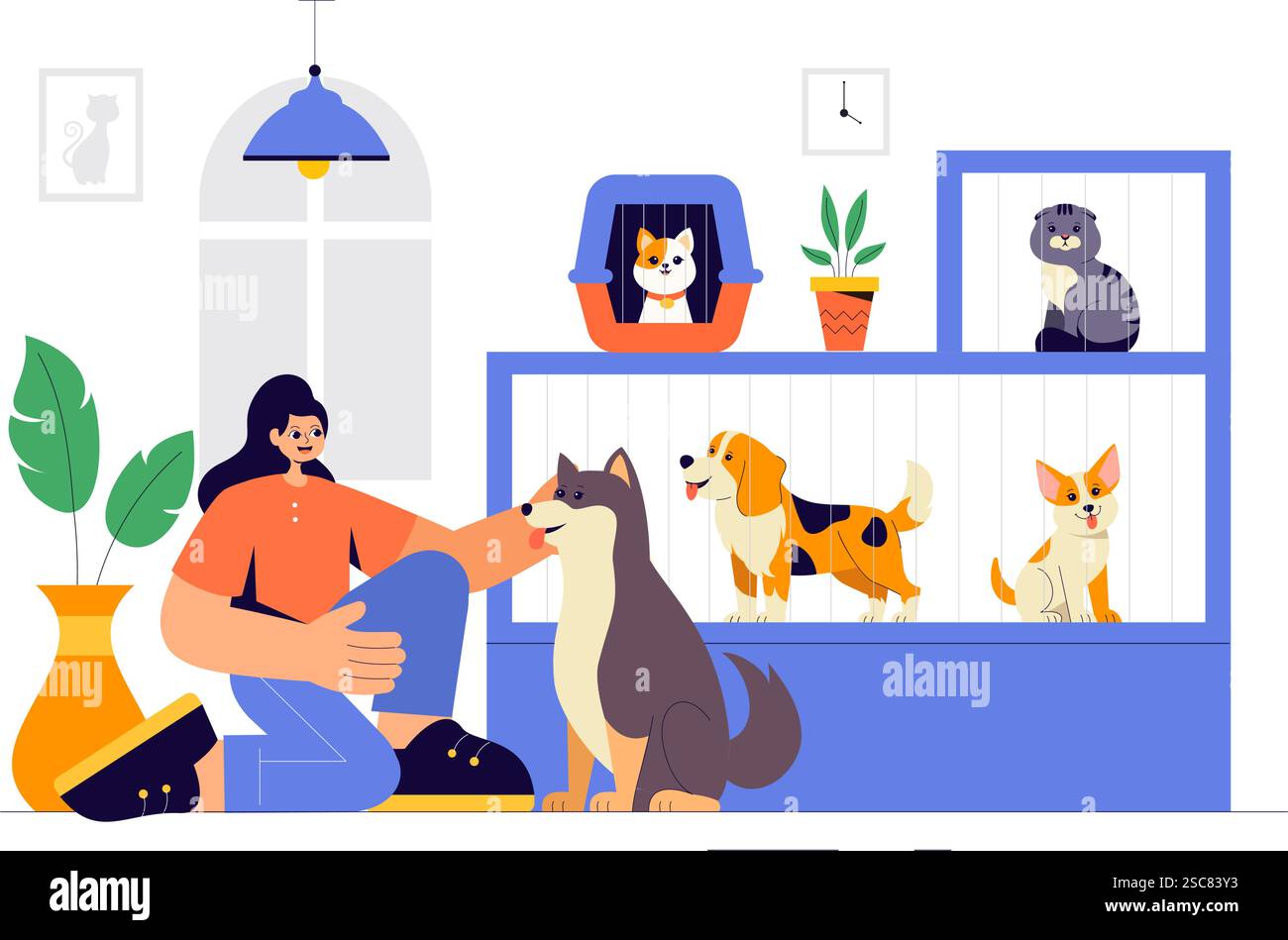 Vector Illustration of an Animal Adoption Agency Featuring Pet Adoption ...