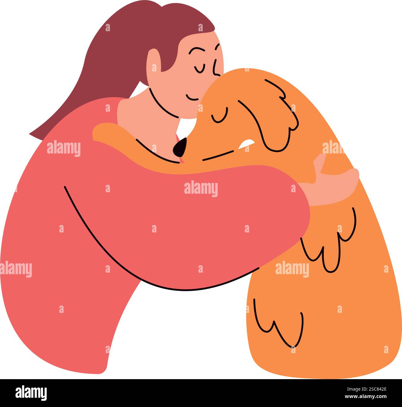Girl Hugging Dog Icon Stock Vector Image & Art - Alamy