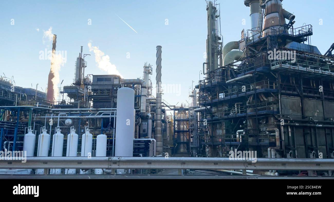 Oil refinery in Italy. Construction and structure in mountains ...