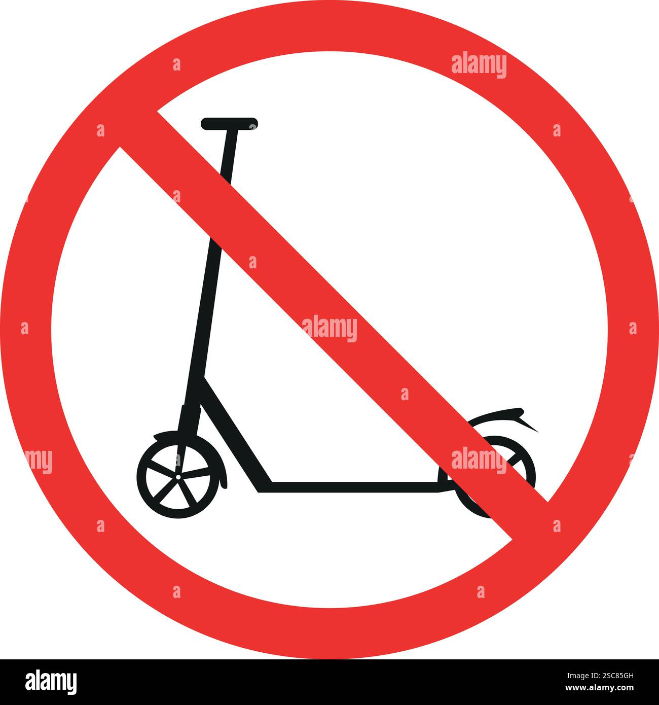 kick scooter prohibition sign. Red circle cross out Background ...