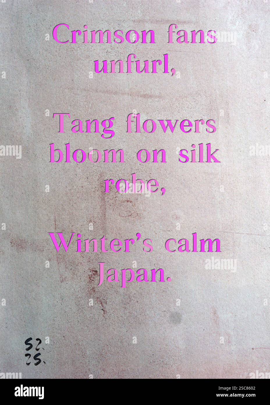 Crimson fans unfurl, Tang flowers bloom on silk robe, Winter's calm ...