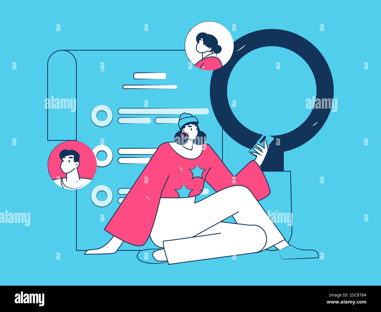 Personnel doing job interview flat vector concept operation hand drawn ...