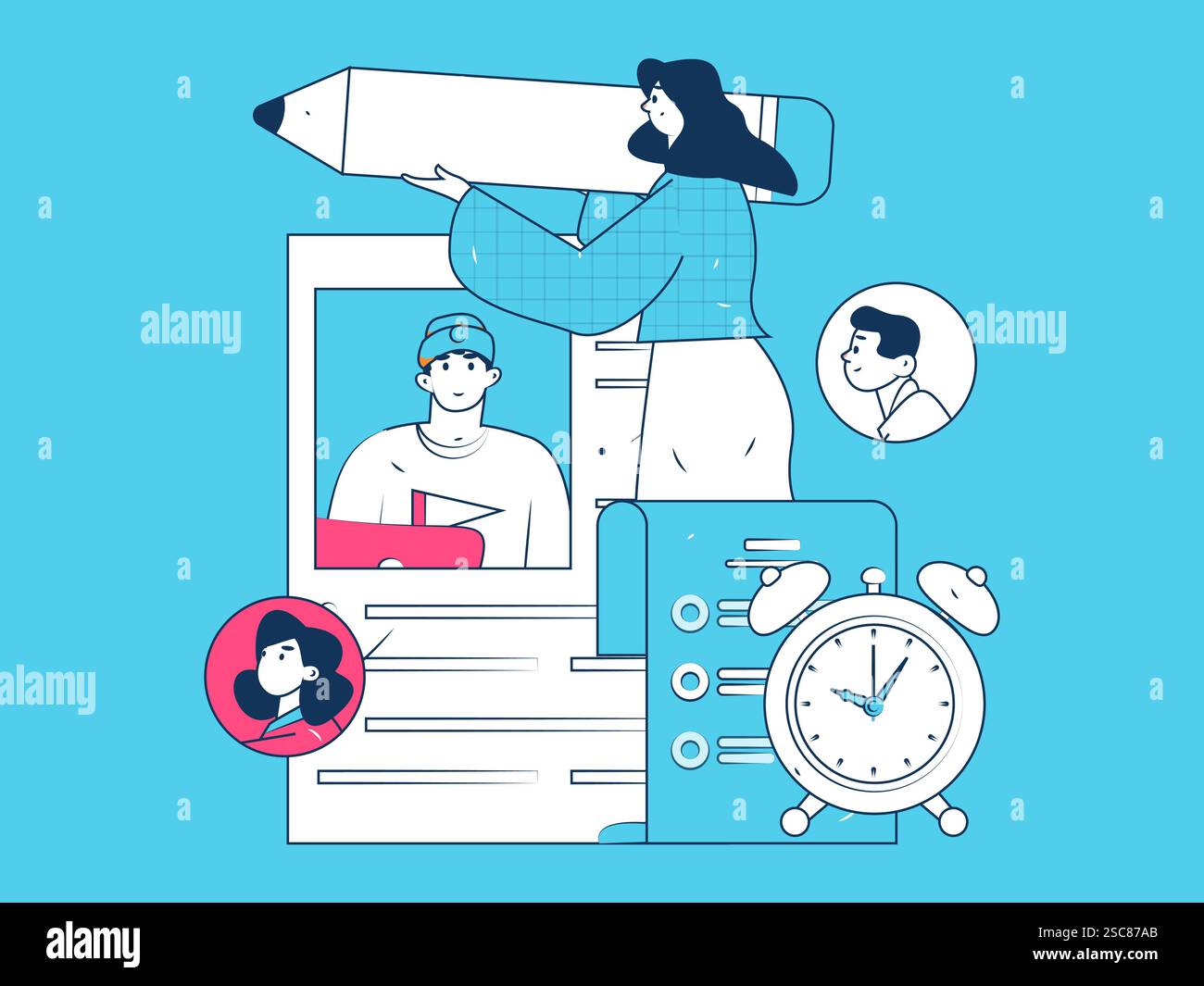 Personnel doing job interview flat vector concept operation hand drawn ...
