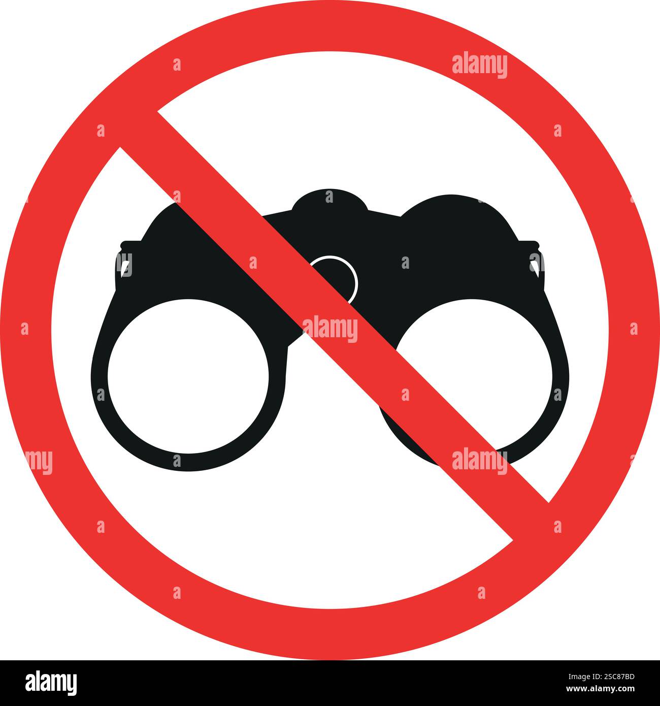 No binocular sign. Red circle cross out Background. Forbidden signs and ...