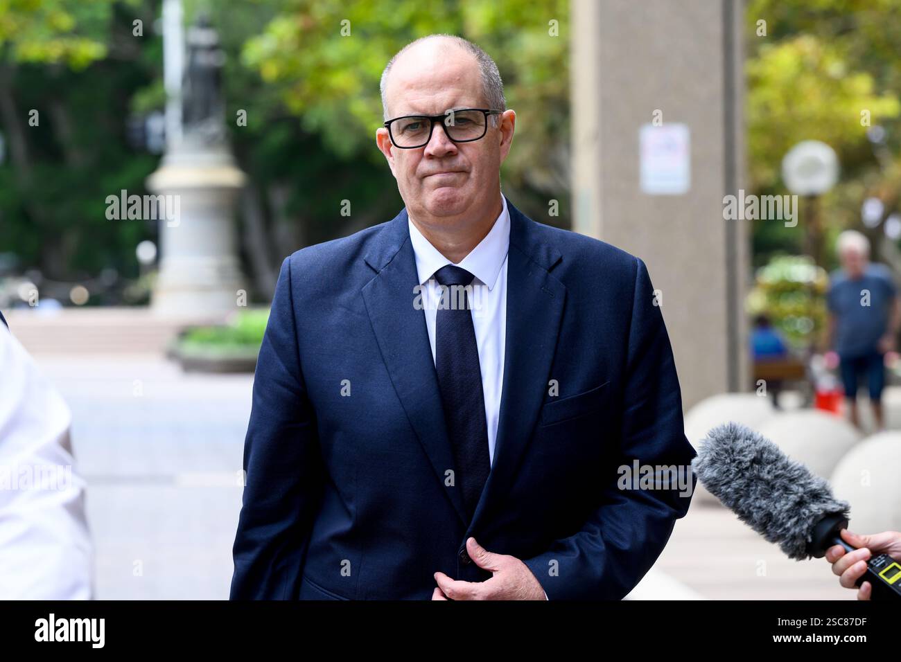 ABC Managing Director David Anderson departs the Federal Court of Australia in Sydney, Thursday ...