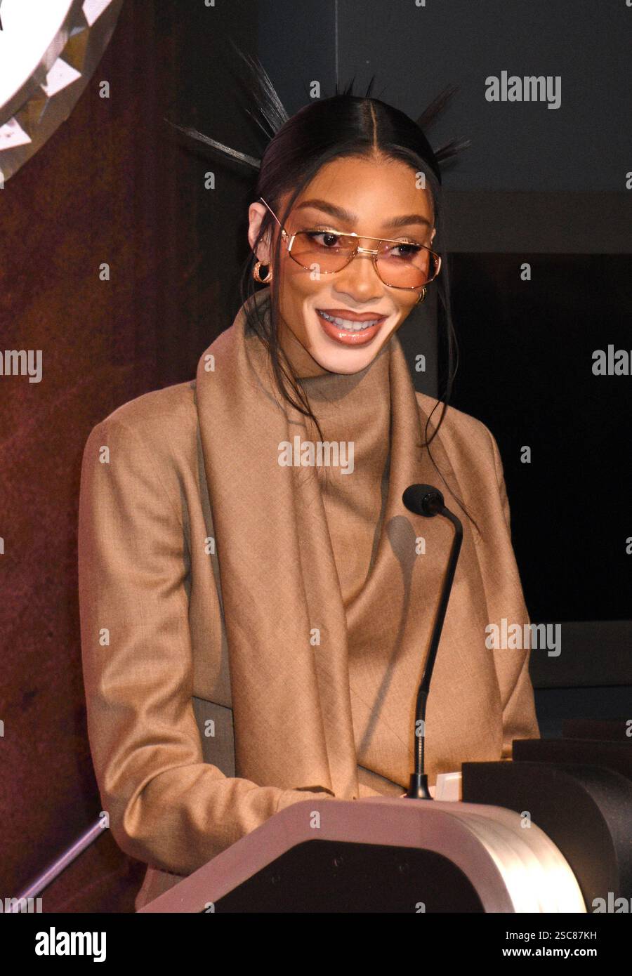 New York, NY, USA. 5th Feb, 2025. Winnie Harlow lights The Empire State ...