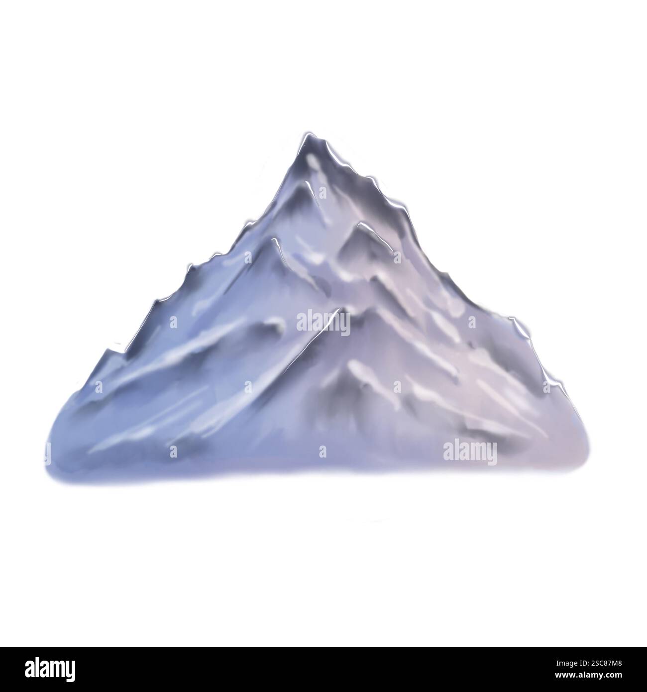 Realistic illustration of a snowy mountain with shadows and light ...