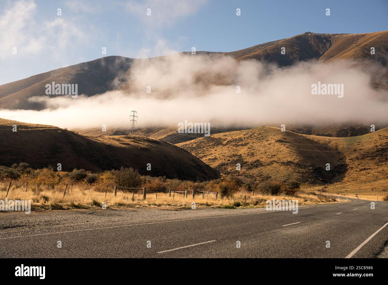 Agricultural pasture land in the high country of the south island of NZ ...