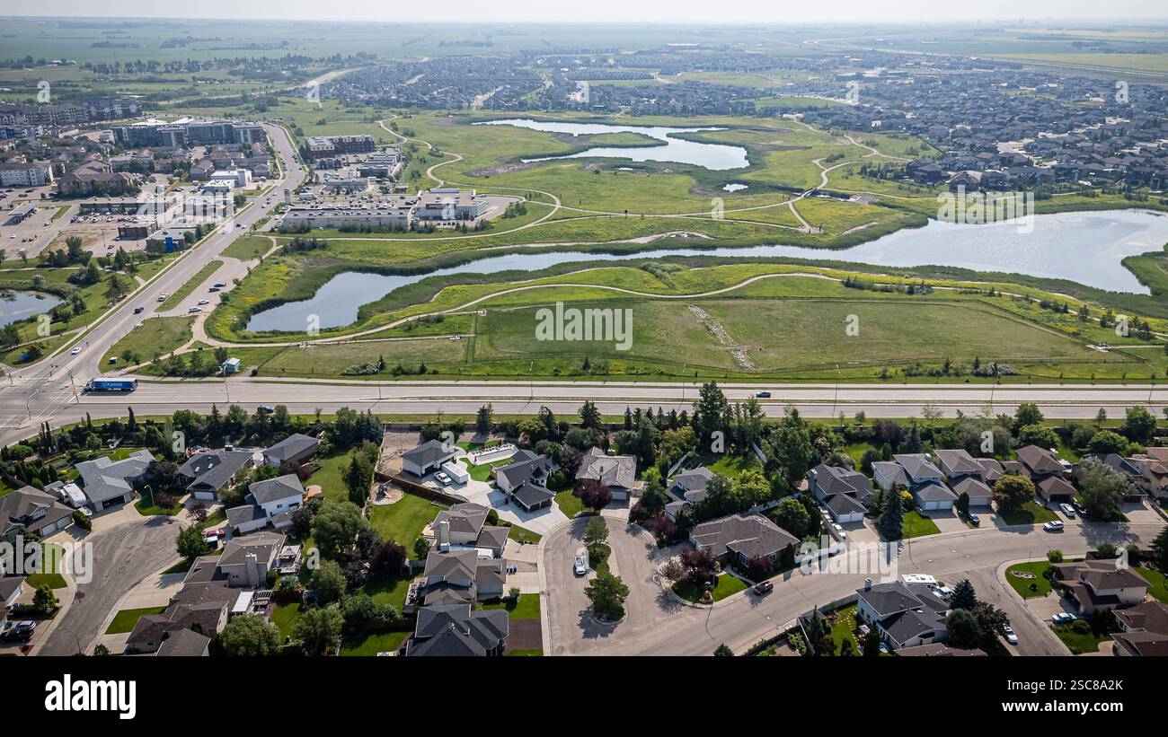 An aerial drone photo of the Lakeridge neighborhood in Saskatoon ...