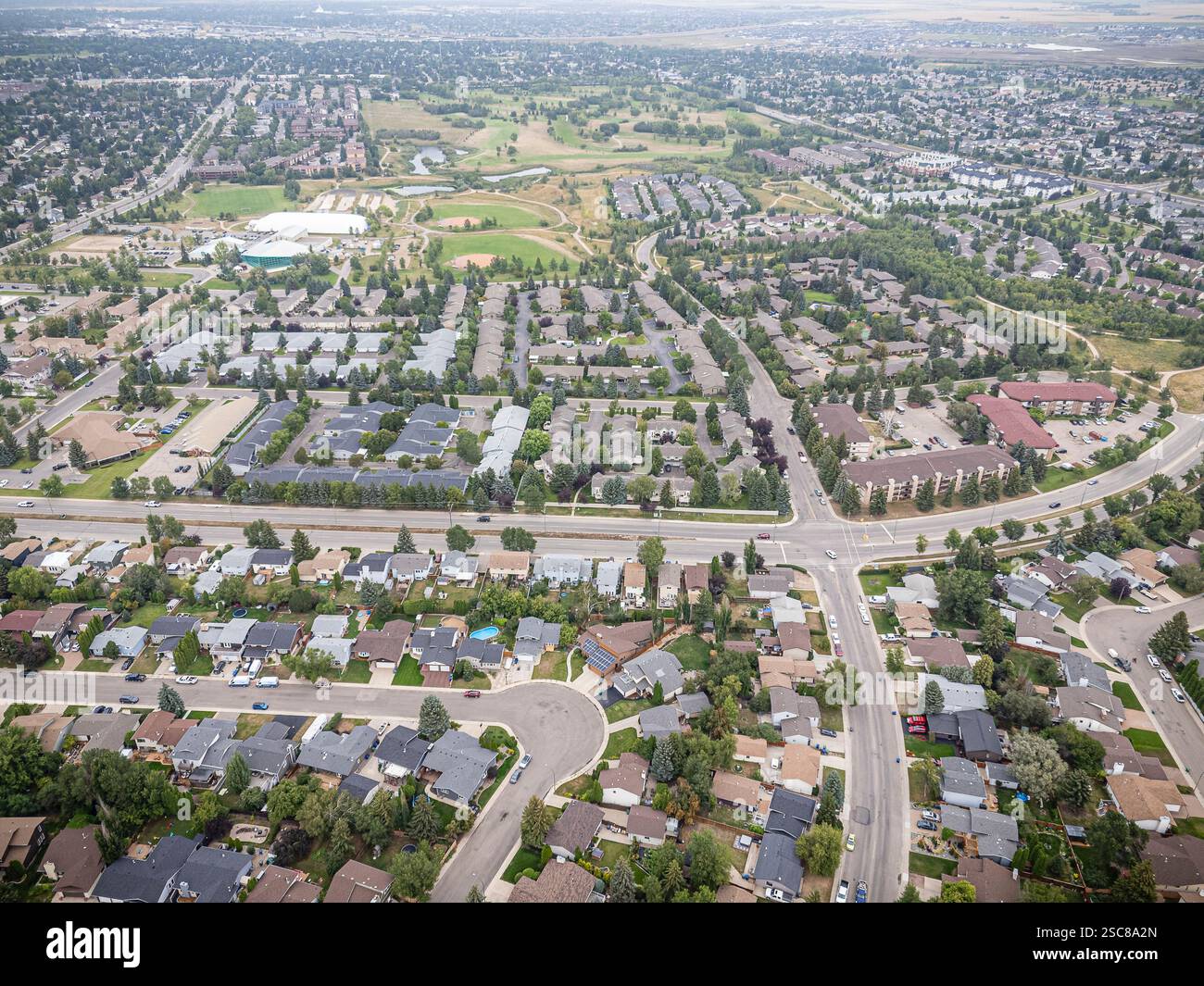 An aerial drone photo of the Lakeridge neighborhood in Saskatoon ...