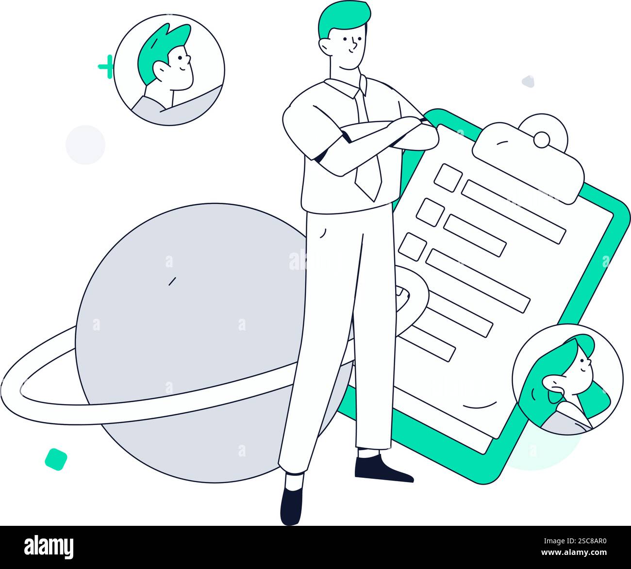 Personnel doing job interview flat vector concept operation hand drawn ...