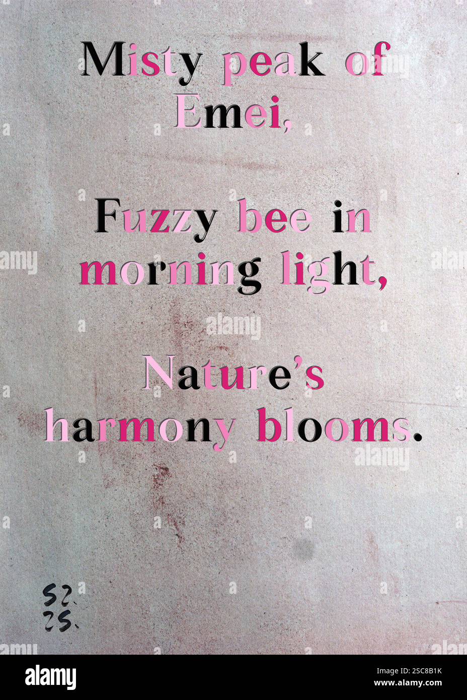 Misty peak of Emei, Fuzzy bee in morning light, Nature's harmony blooms ...