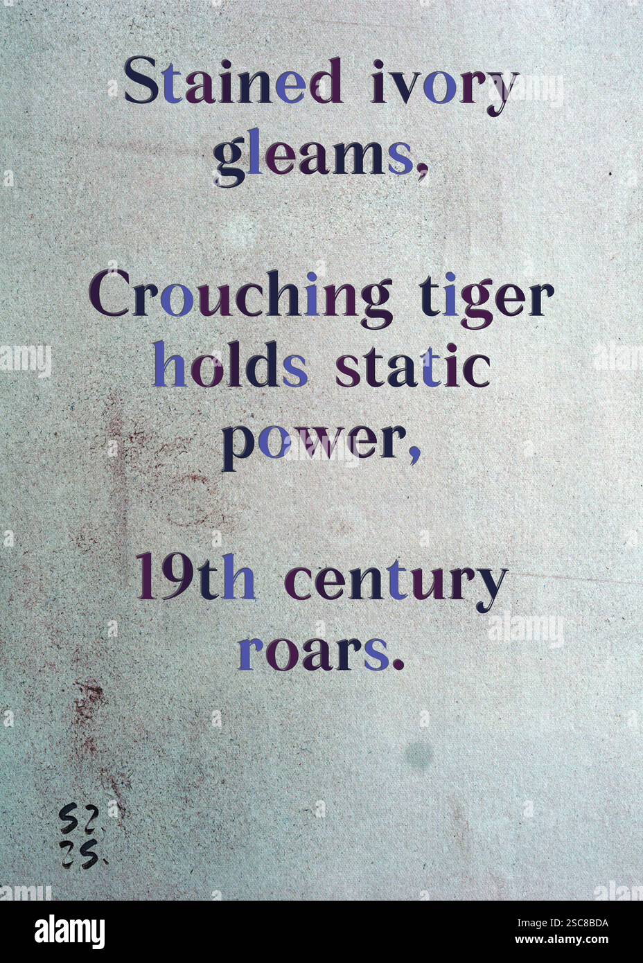 Stained ivory gleams, Crouching tiger holds static power, 19th century ...