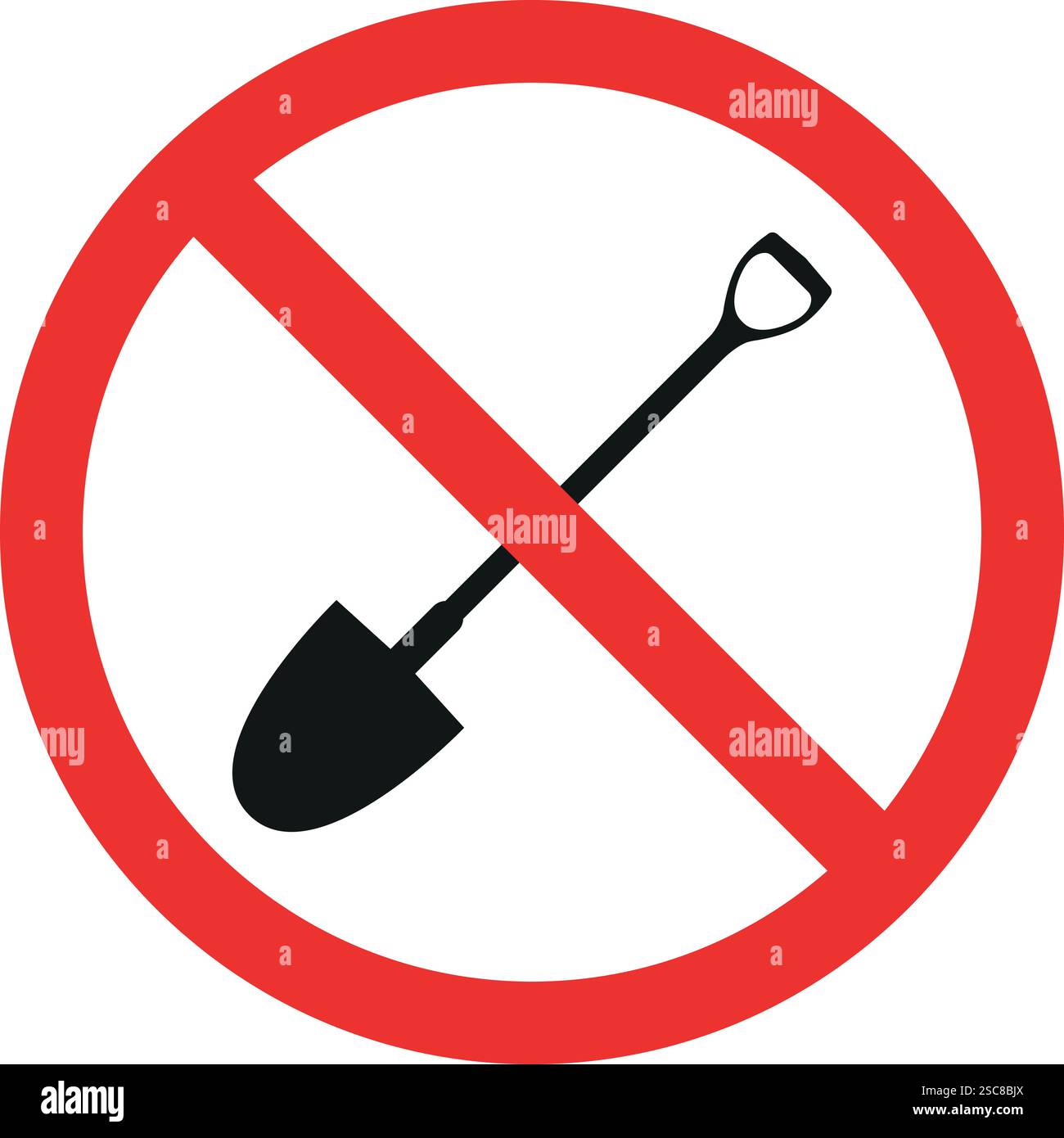 No digging sign. Red circle cross out Background. Forbidden signs and ...