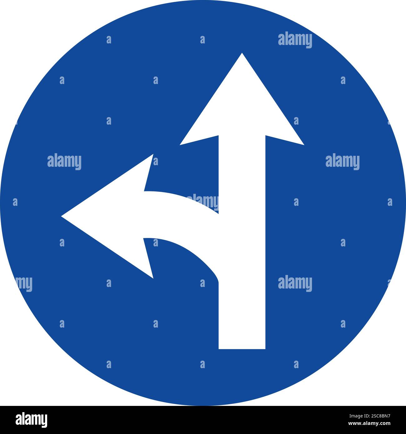 Compulsory ahead or left turn traffic sign Stock Vector Image & Art - Alamy