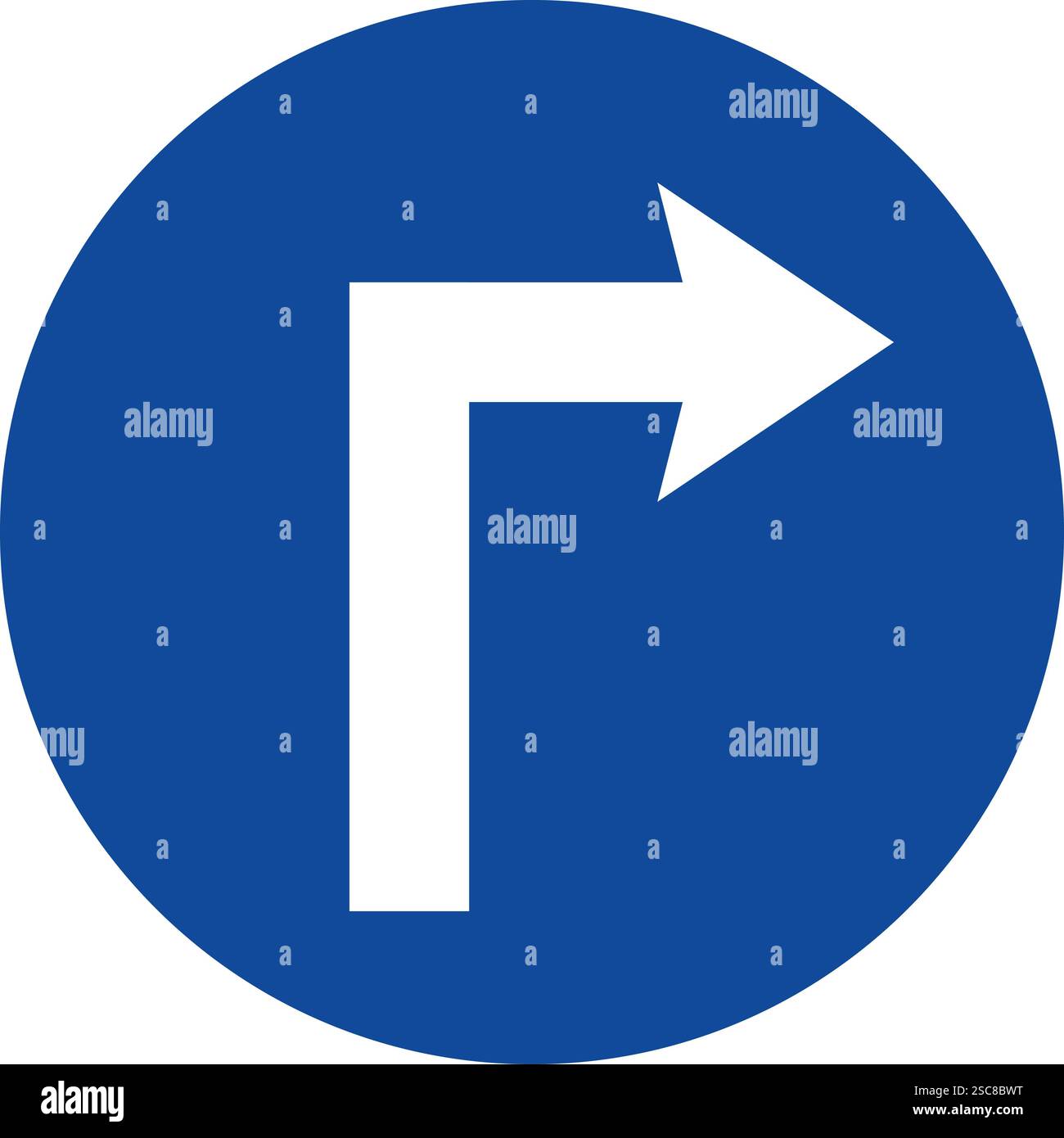 Compulsory turn right sign. Blue circle Background. Traffic signs and symbols Stock Vector Image ...