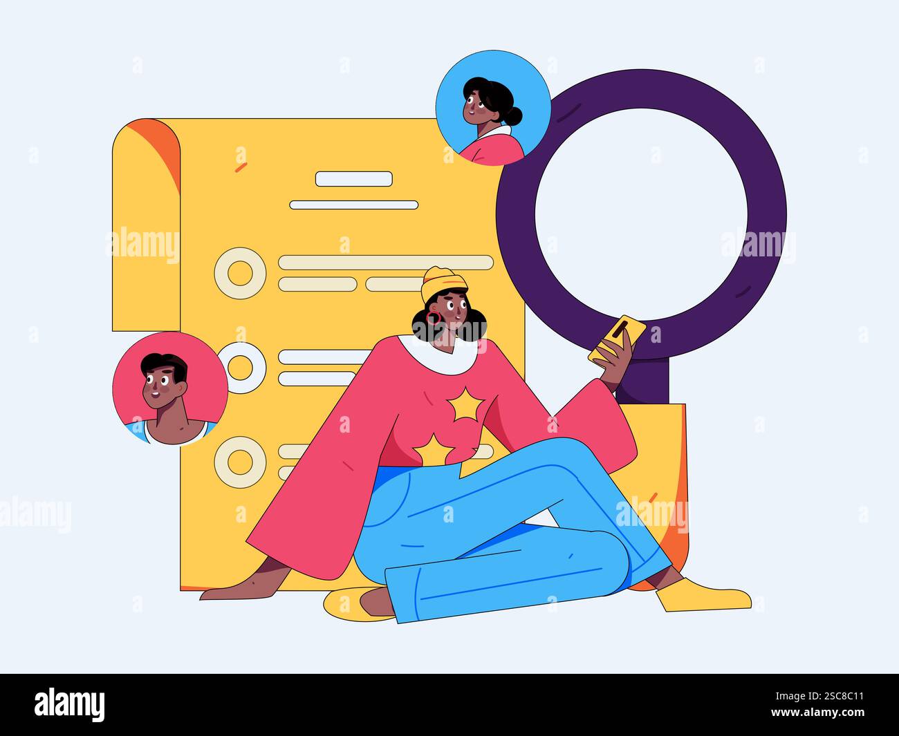 Personnel doing job interview flat vector concept operation hand drawn ...