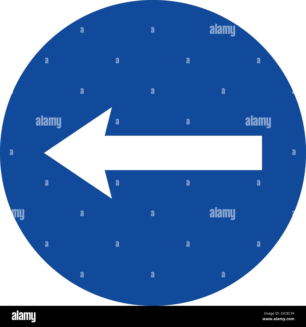 Compulsory turn left sign. Blue circle Background. Traffic signs and symbols Stock Vector Image ...
