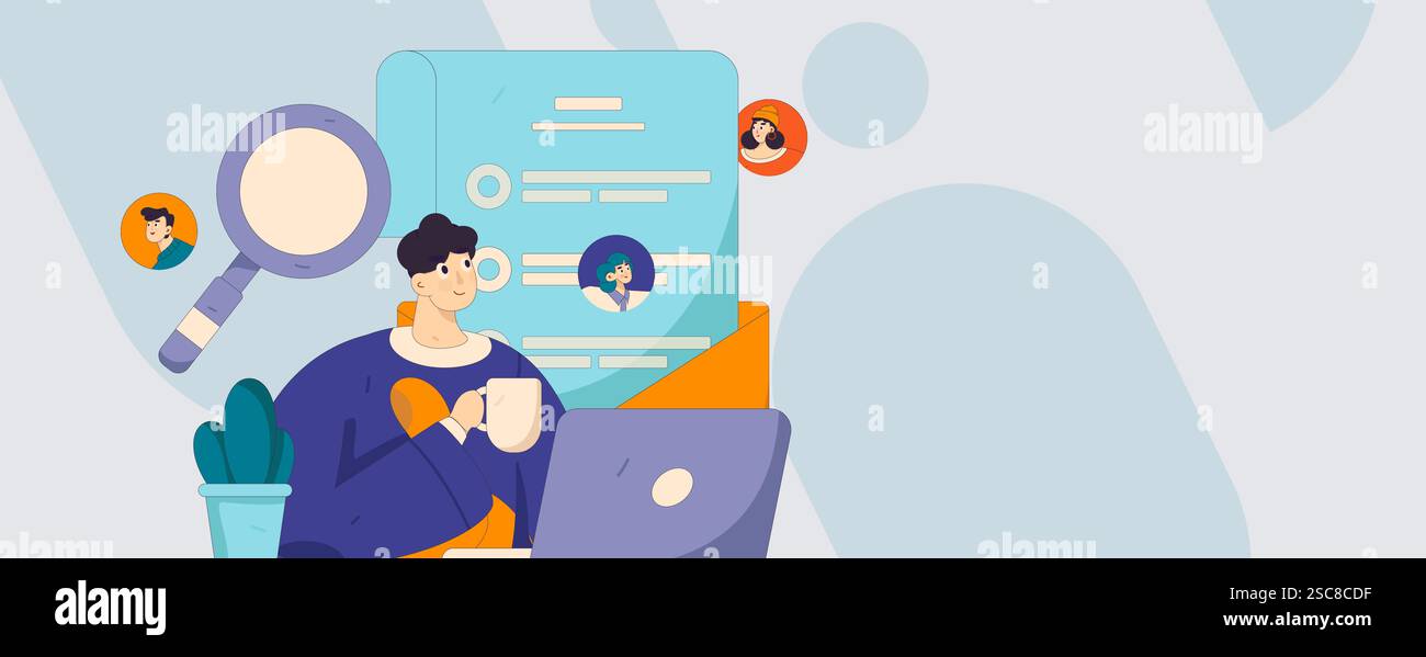 Personnel doing job interview flat vector concept operation hand drawn ...