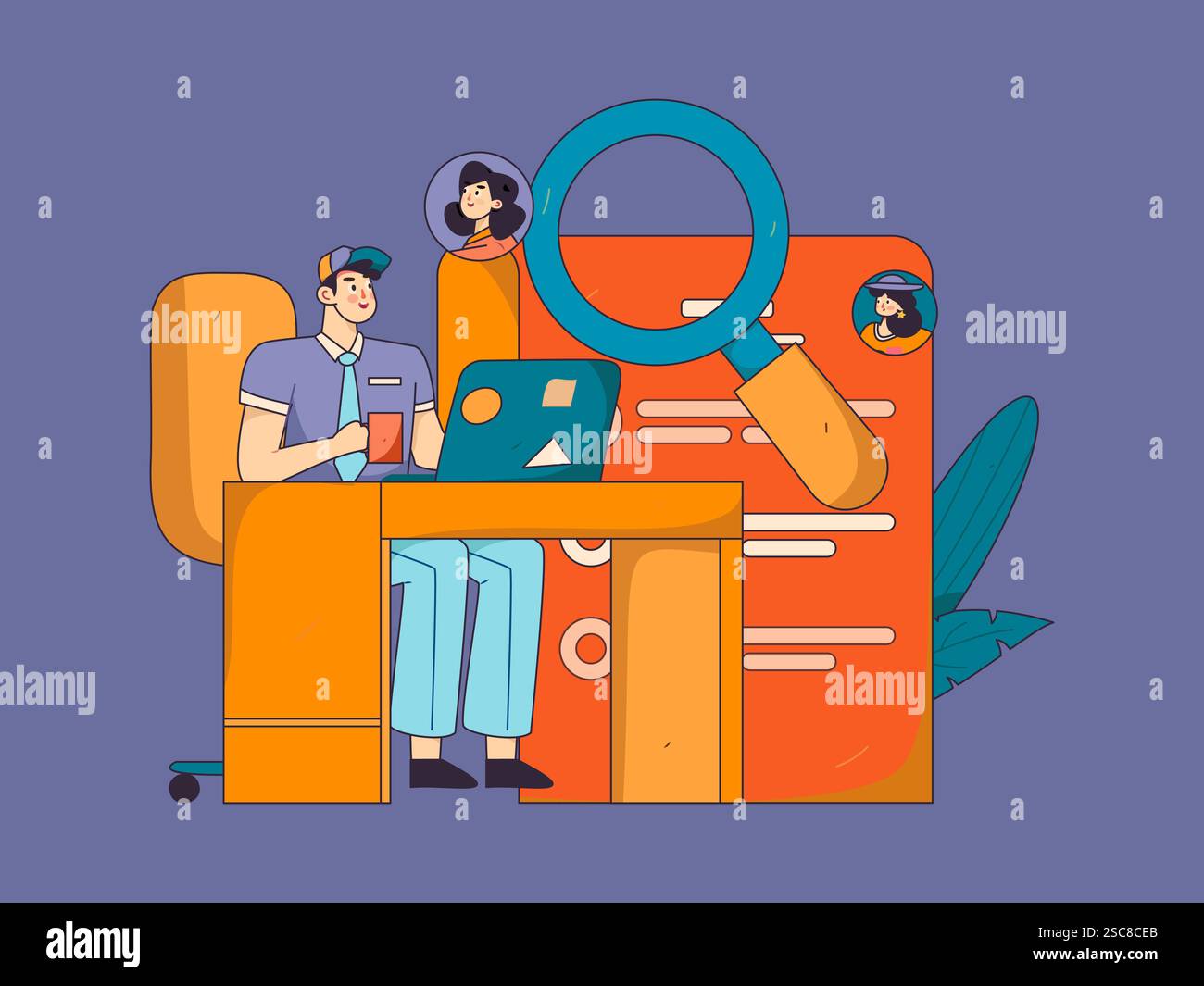 Personnel doing job interview flat vector concept operation hand drawn ...
