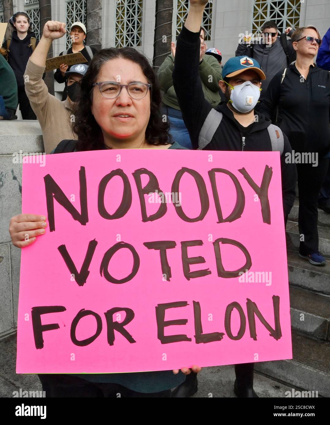 Los Angeles, United States. 05th Feb, 2025. Hundreds protest the Trump ...