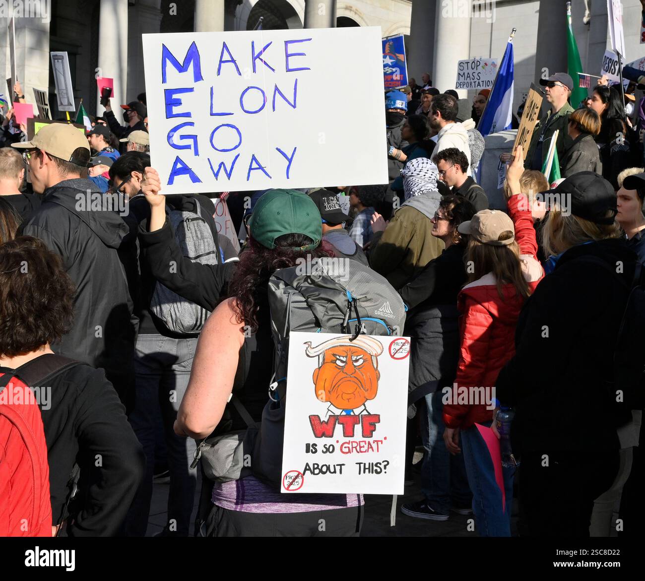 Los Angeles, United States. 05th Feb, 2025. Hundreds protest the Trump ...