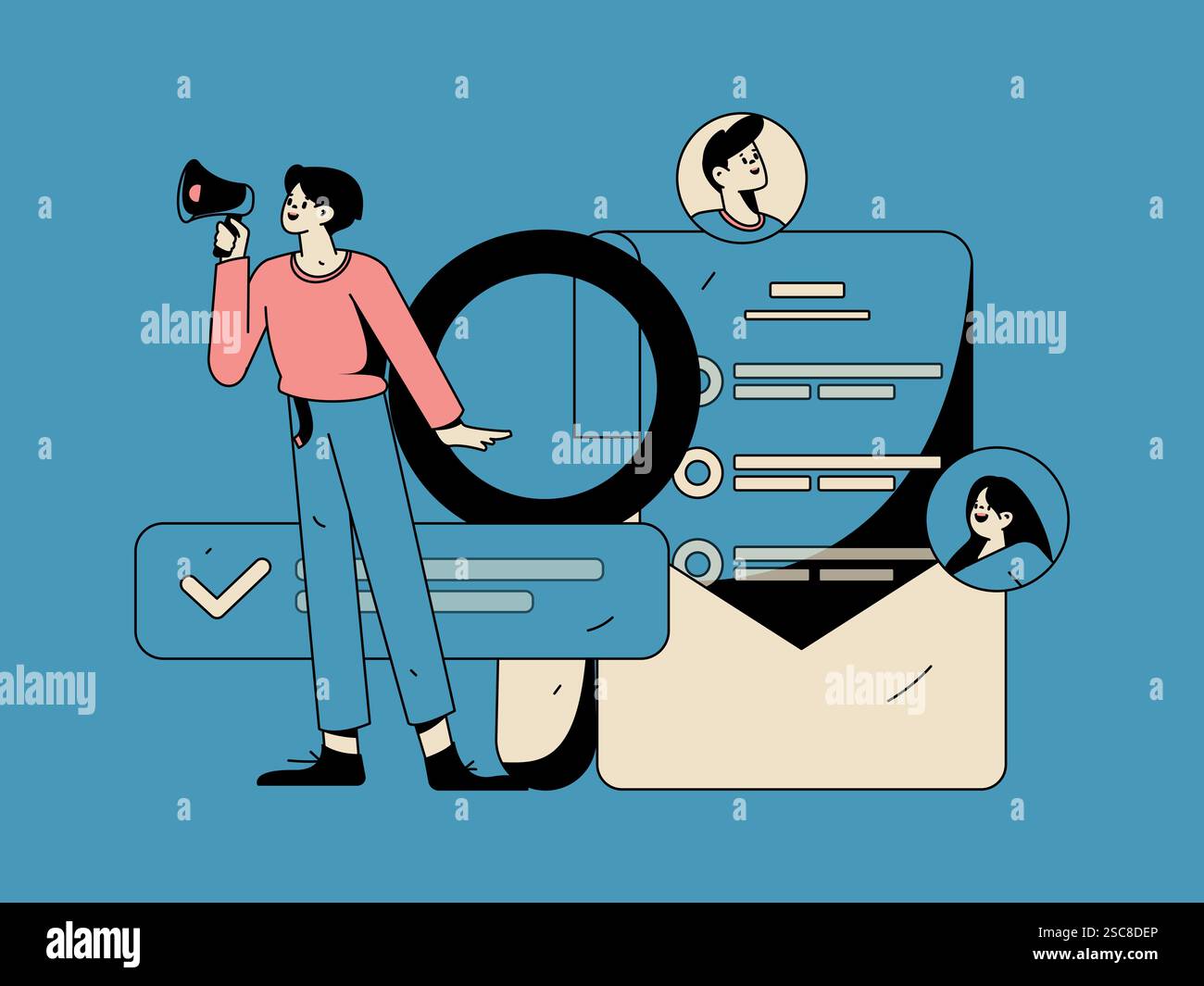 Personnel doing job interview flat vector concept operation hand drawn ...